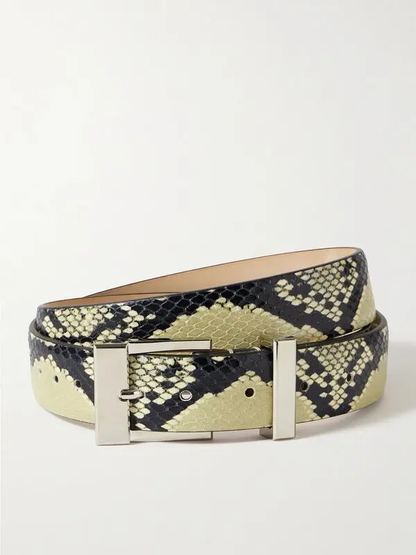 Khaite Manhattan Snake-effect Leather Belt - Animal Print