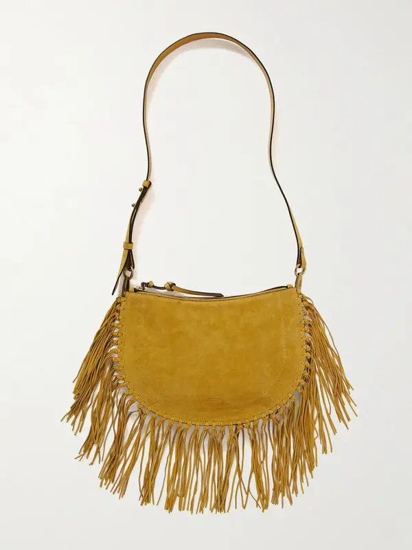 MARANT ETOILE Oskan Soft Fringed Suede Shoulder Bag - Yellow