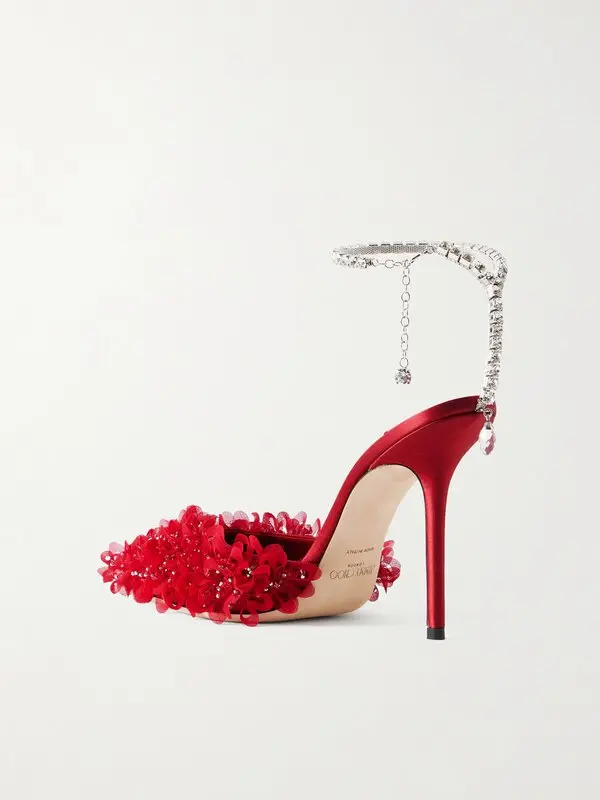 JIMMY CHOO Saeda 100 Crystal-embellished Mesh Pumps