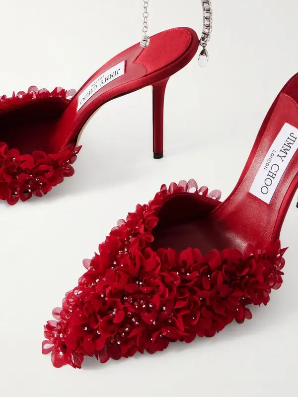 JIMMY CHOO Saeda 100 Crystal-embellished Mesh Pumps