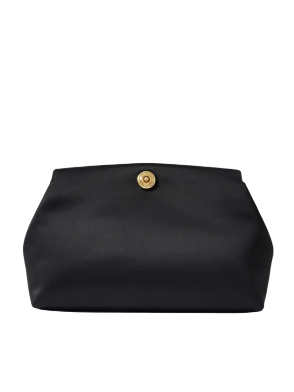 LIFFNER Leather-trimmed Satin Clutch - Black