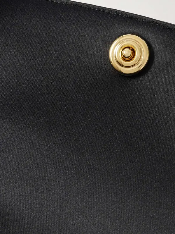 LIFFNER Leather-trimmed Satin Clutch - Black
