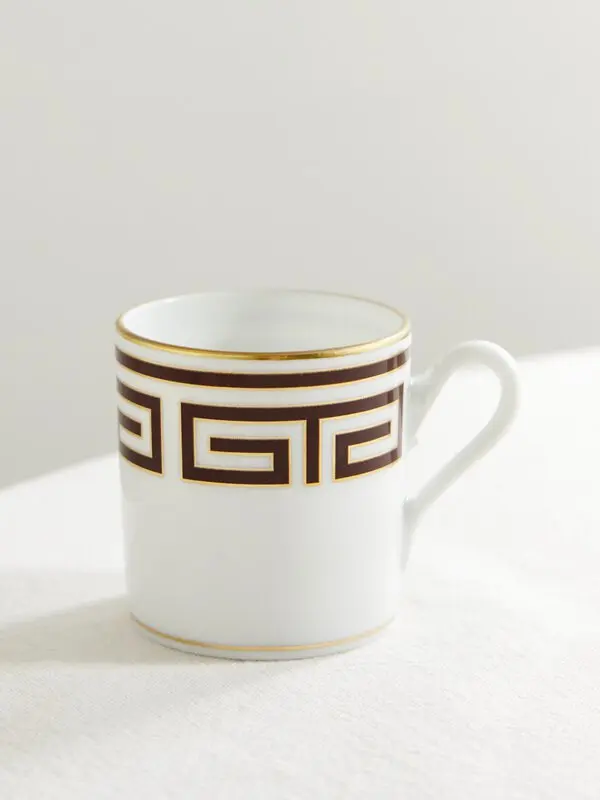 GINORI 1735 Labirinto Gold-plated Porcelain Coffee Cup - White