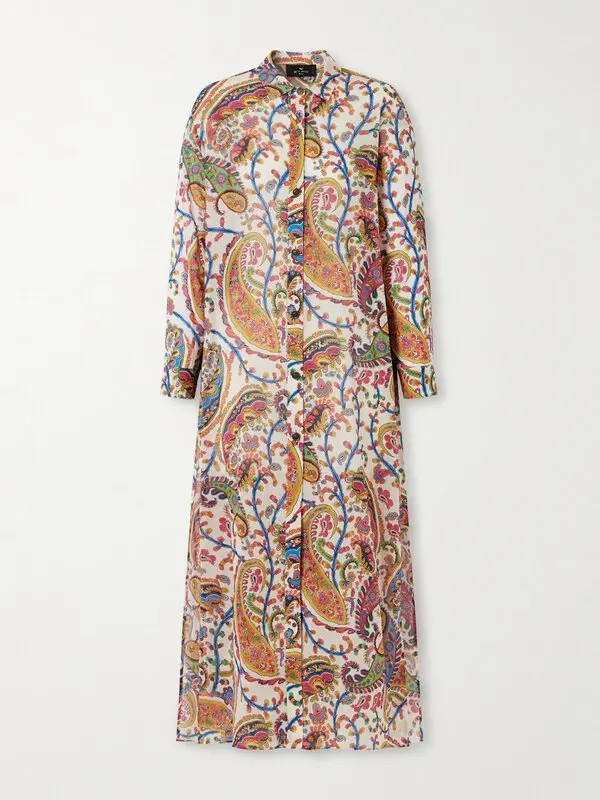 Etro Belted Paisley-print Cotton-voile Midi Shirt Dress - Multi