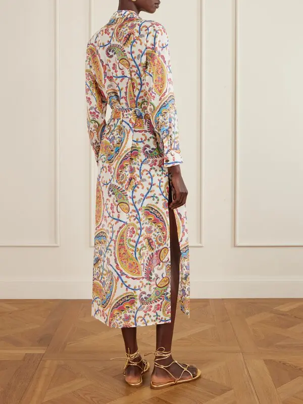 Etro Belted Paisley-print Cotton-voile Midi Shirt Dress - Multi