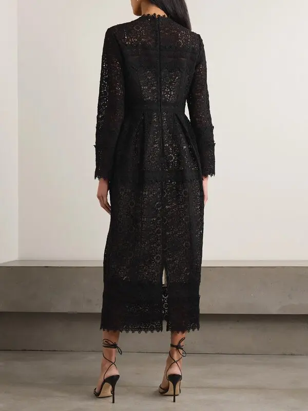 erdem lace midi dress Erdem Bow-detailed Embroidered Poplin And Lace Midi Dress - Women - Orange Dresses