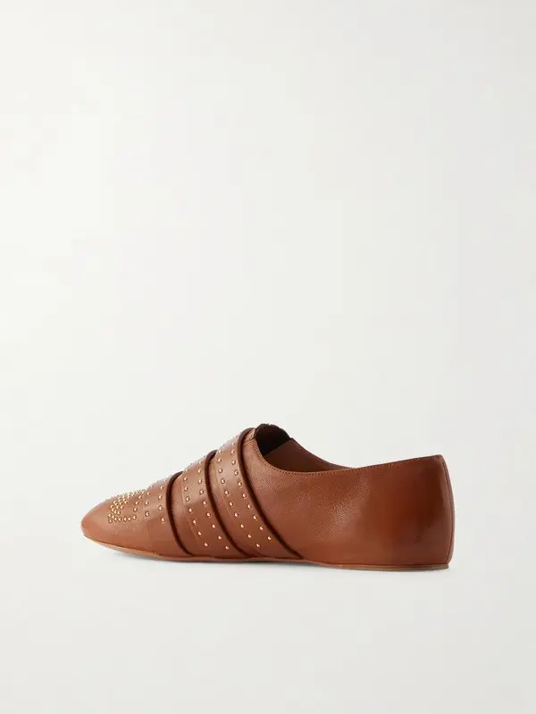 Chloé Susan Studded Leather Flats - Red