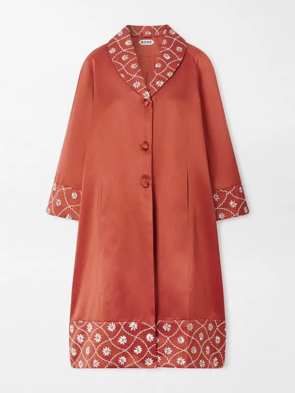 BODE Embroidered Cotton And Silk-blend Coat