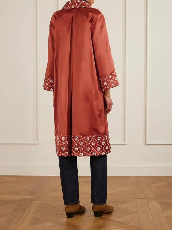BODE Embroidered Cotton And Silk-blend Coat