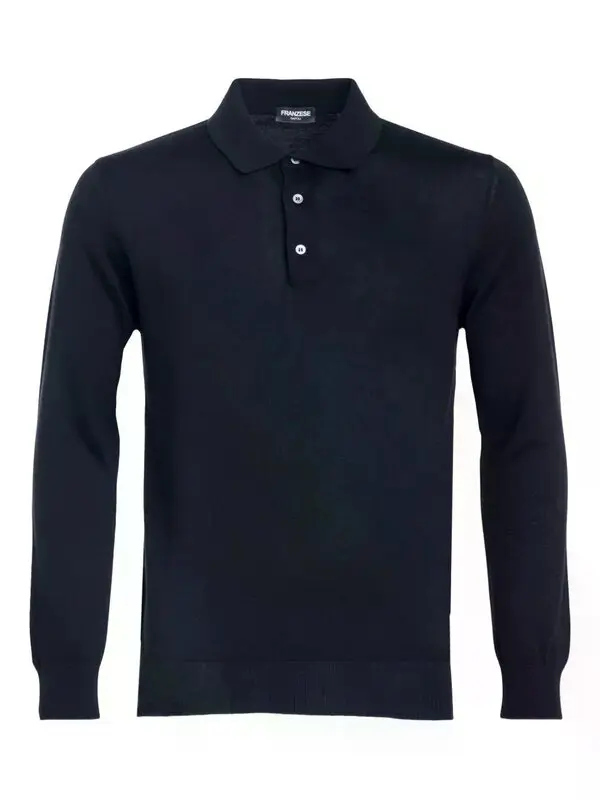 FRANZESE COLLECTION Three-button Ribbed Polo Shirt - Blue