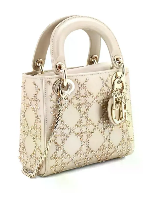 Dior Lady Chain Bag Crystal Embellished Cannage Quilt Leather Mini Satchel