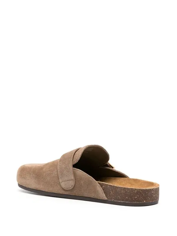 Tory Burch Mellow Suede Leather Slippers - Grey