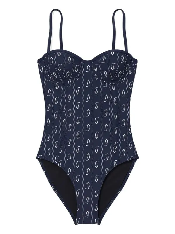 Tory Burch Printed Underwired One-piece Swimsuit - Blue
