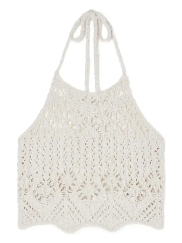 Alanui Lagoon Romance Crochet Knit Top - White