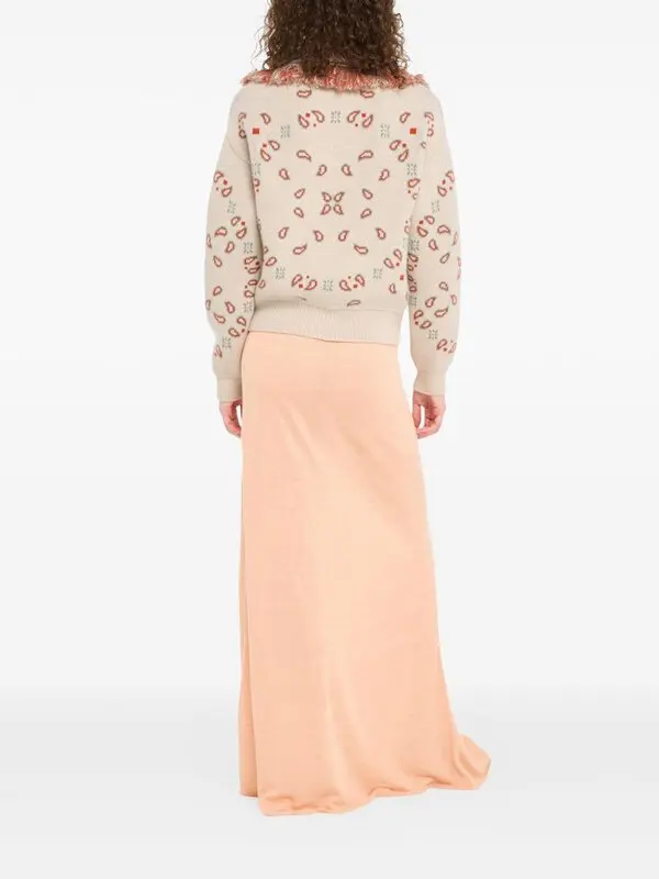 Alanui Bandana Jacquard Cashmere And Wool Cardigan - Beige