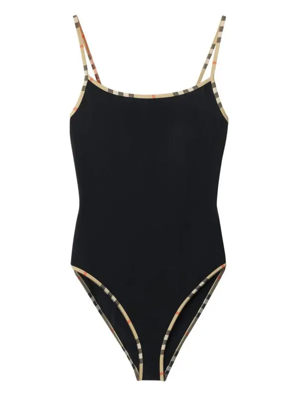 Burberry Check Detail Swimsuit - Black