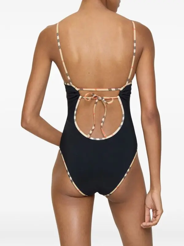 Burberry Check Trim One Piece Swimsuit - Black