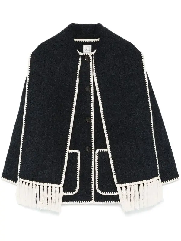 TOTEME Embroidered Scarf Wool Jacket - Grey
