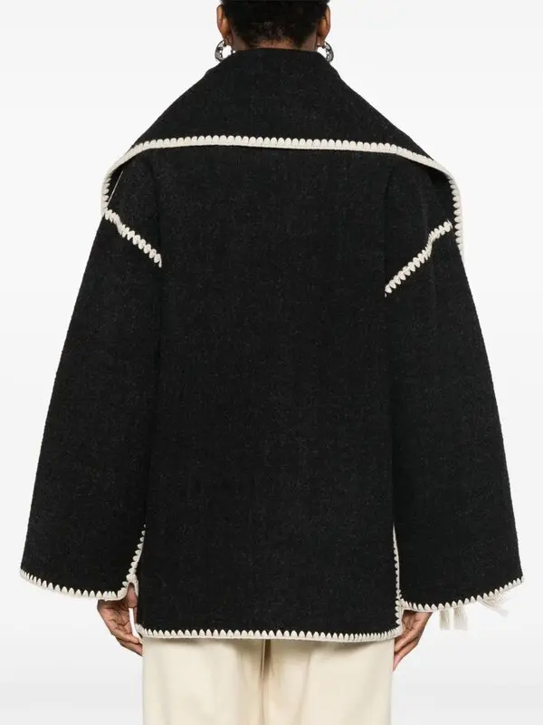 TOTEME Embroidered Scarf Wool Jacket - Grey