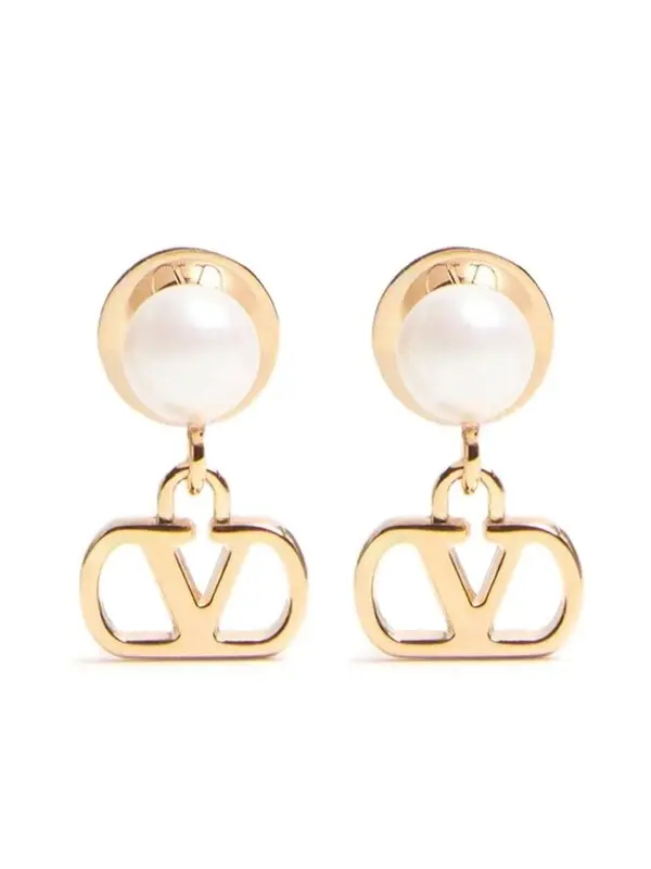 Valentino Garavani Vlogo Pearl Earrings - Gold