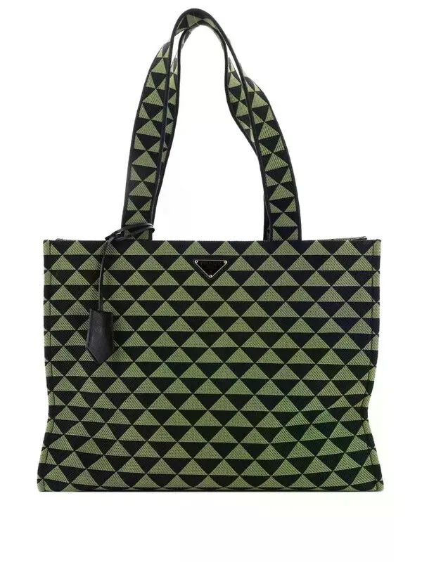 Prada Symbole Shopper Jacquard Horizontal Tote Bag