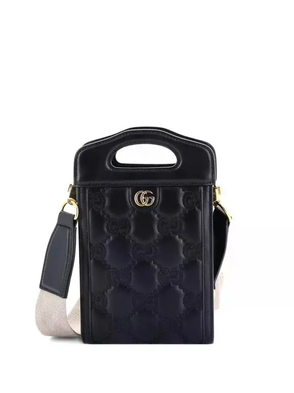 Gucci Top Handle Gg Matelasse Leather Mini Crossbody Bag - Black