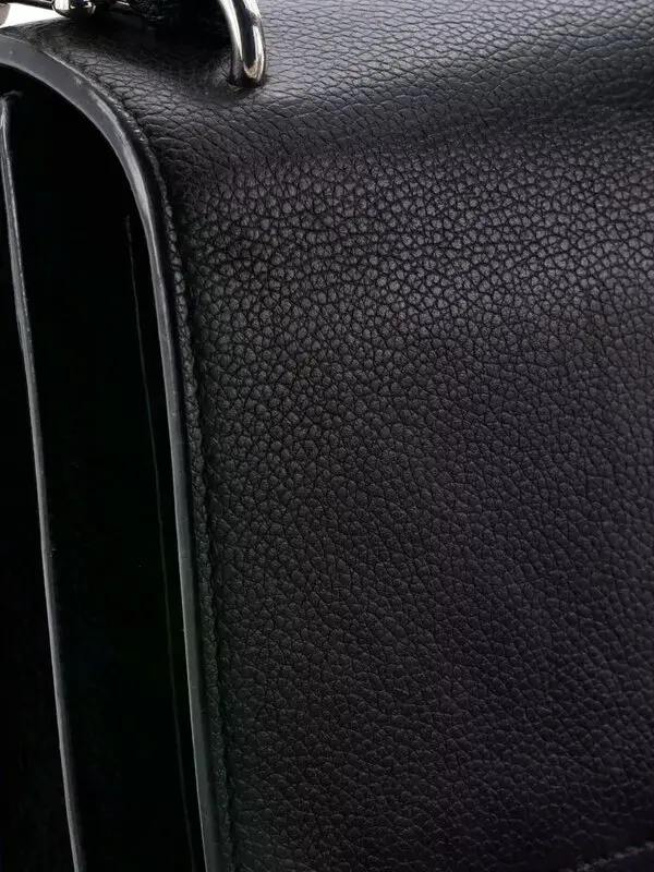 Saint Laurent Sunset Satchel Leather Medium Crossbody Bag - Black