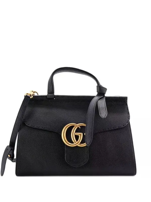 Gucci Gg Marmont Top Handle Satchel - Black