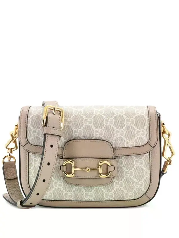 Gucci Horsebit 1955 Mini Crossbody Bag Gg Coated Canvas With Leather