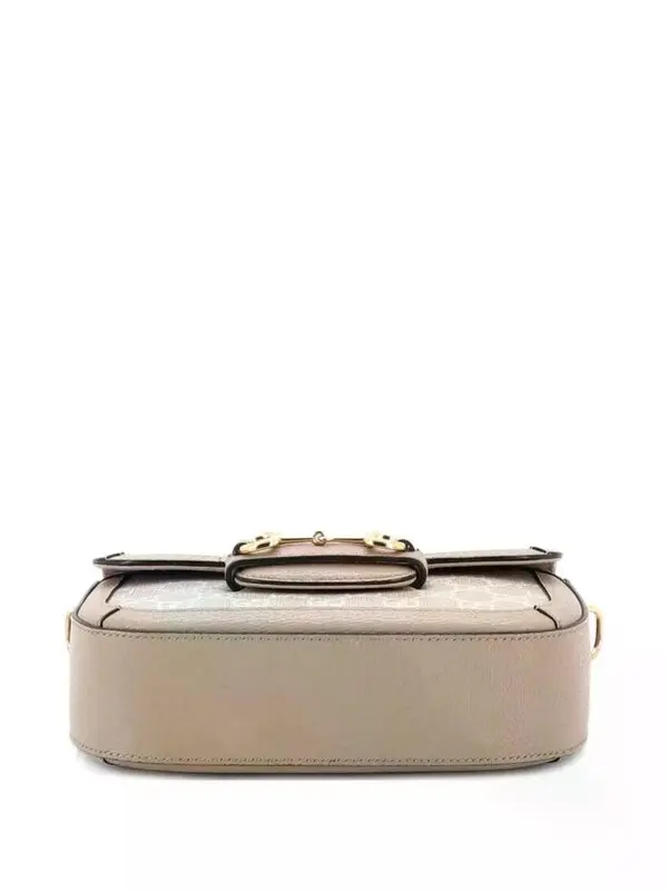 Gucci Horsebit 1955 Mini Crossbody Bag Gg Coated Canvas With Leather