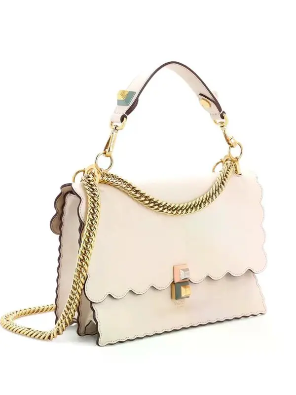 Fendi Kan I Leather Shoulder Bag - White