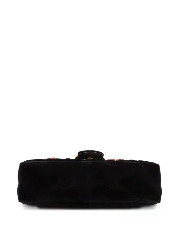 Gucci Gg Marmont Small Velvet Flap Bag - Black