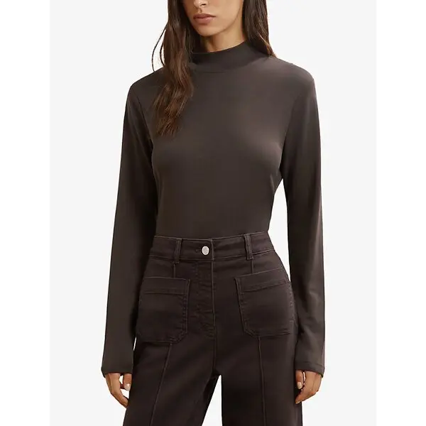REISS Funnel-neck Jersey Top