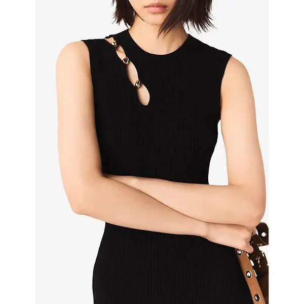 maje black cut out dress Mini dress with cut-outs Black / Gray For Women