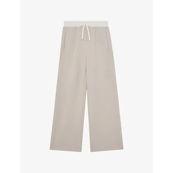 REISS Laney Wide-leg Jersey Jogging Bottoms - Stone