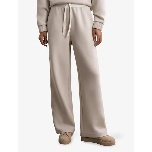 REISS Laney Wide-leg Jersey Jogging Bottoms - Stone