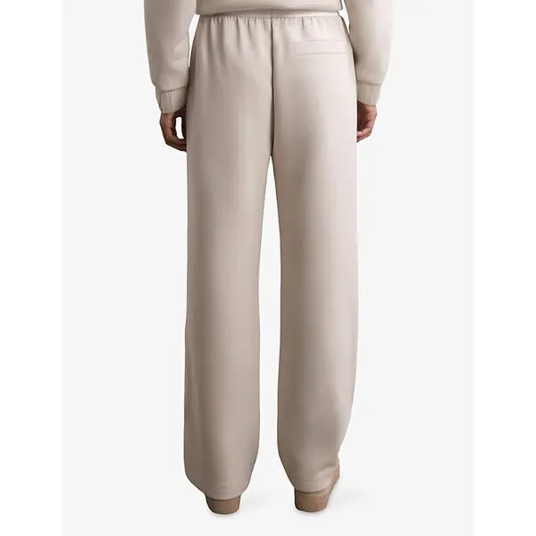 REISS Laney Wide-leg Jersey Jogging Bottoms - Stone