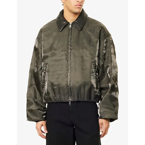 COLE BUXTON Leather-collar Woven Jacket