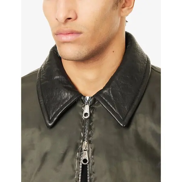COLE BUXTON Leather-collar Woven Jacket