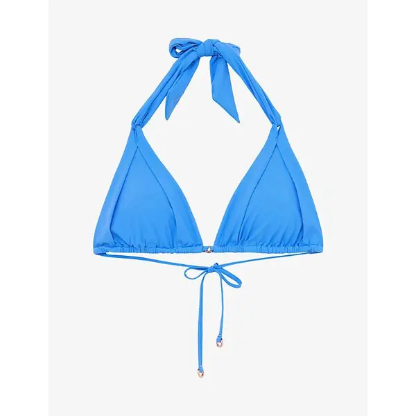 REISS Matilda Triangle-cup Stretch-woven Bikini Top - Blue