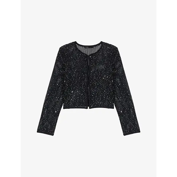 Maje Rhinestone-embellished Knitted Cardigan