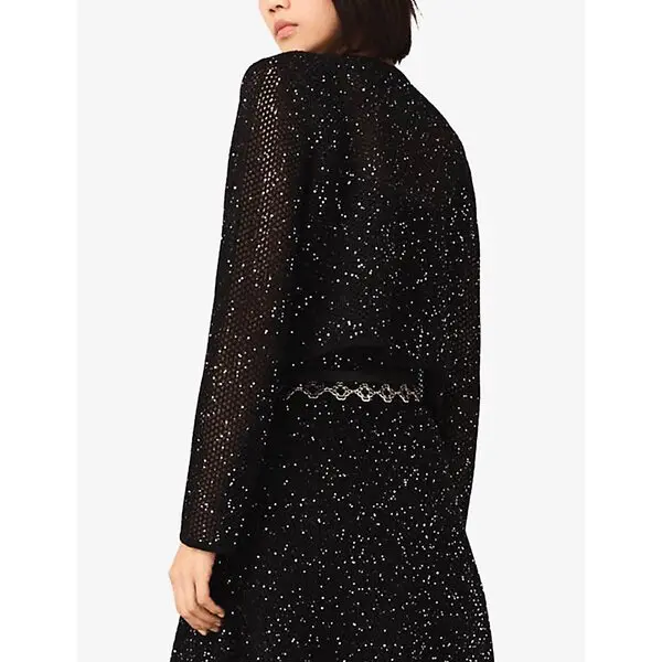 Maje Rhinestone-embellished Knitted Cardigan