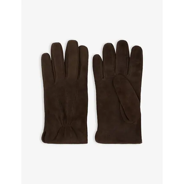 Boggi Milano Topstitched Suede Gloves - Brown