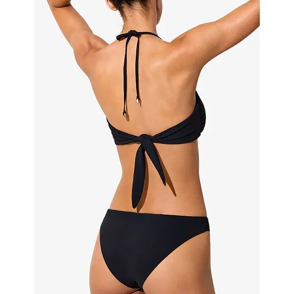 REISS Carina Removable-strap Stretch-woven Bikini Top - Black