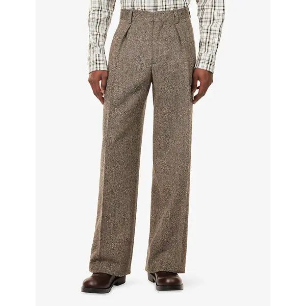 JW Anderson Brand-patch Straight-leg Wool Trousers