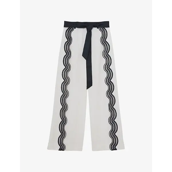 REISS Side-split Scalloped Woven Trousers