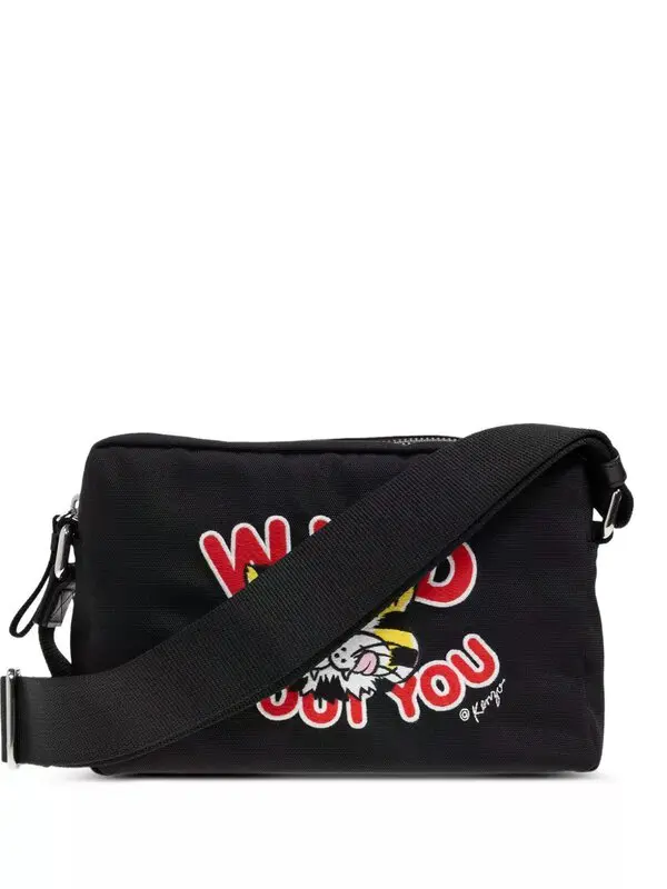 Kenzo Graphic-embroidered Messenger Bag - Black