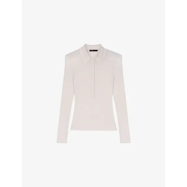 Maje Ribbed Wool And Silk Jumper - Ecru
