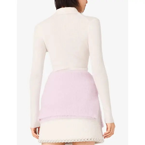 Maje Ribbed Wool And Silk Jumper - Ecru