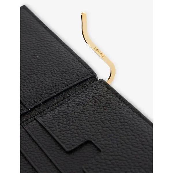 TOM FORD T Line Leather Money Clip Wallet - Black